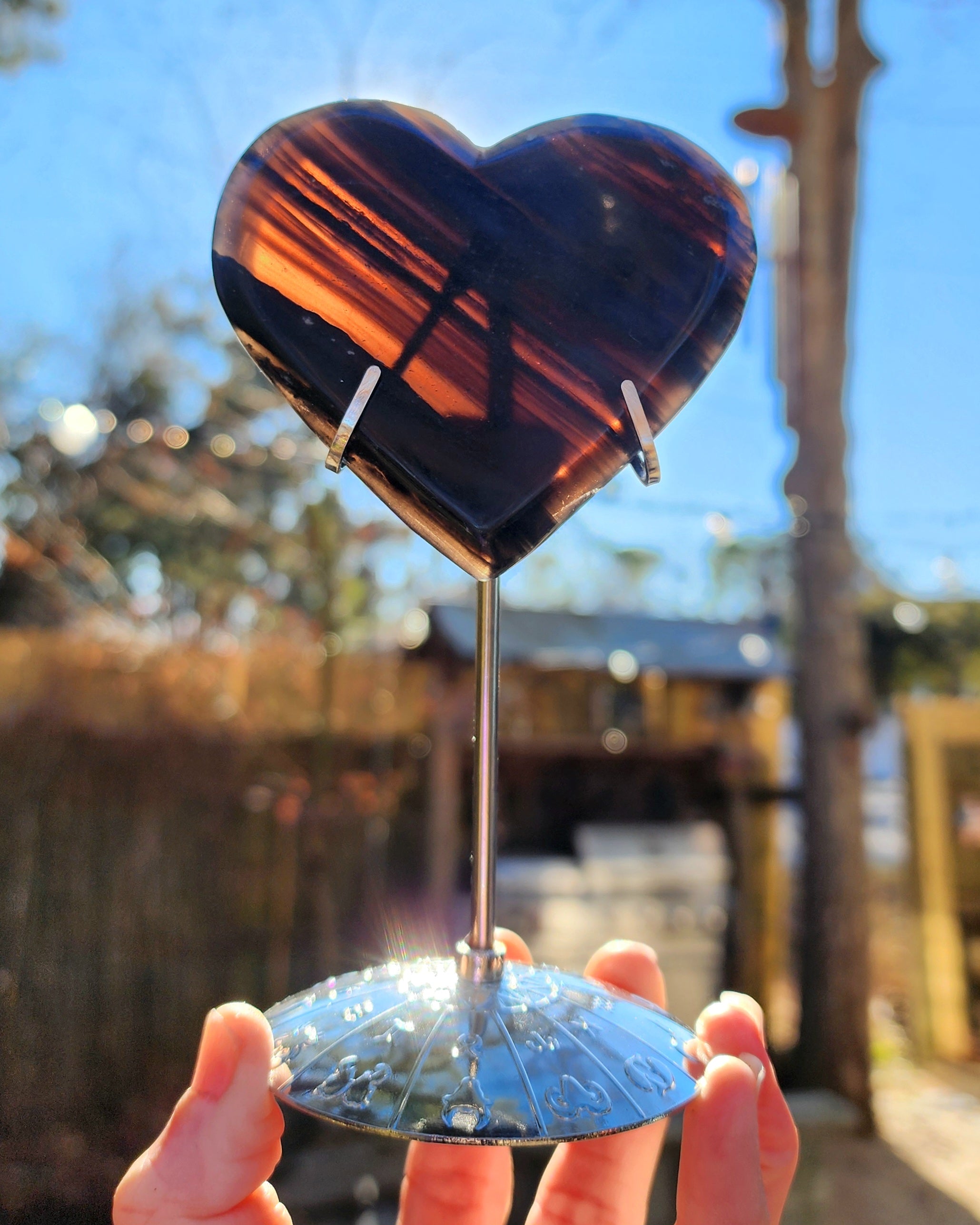 Midnight Lace Obsidian Heart on Stand – Twisted Goddess Crystals